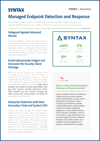 Managed Endpoint Detection and Response Data Sheet: Data Sheet